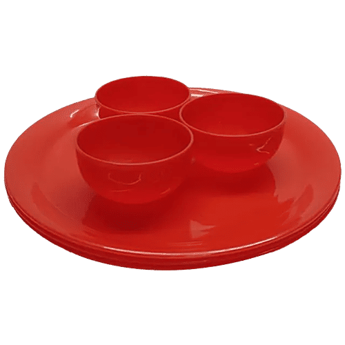 Buy Saura Blossom Dinner Set - Plates & Bowls, Plastic, Round ...