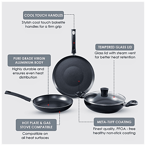 Buy Wonderchef Tivoli Induction Bottom Non-Stick Coated Cookware Set ...