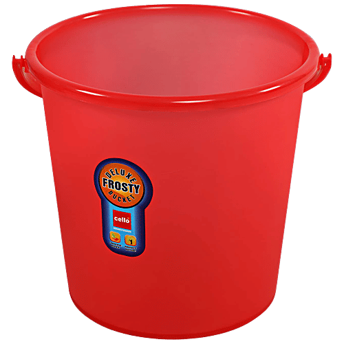 Buy Cello Deluxe Bucket - Frosty, Red, Strong Body, Sturdy Handle, Easy ...
