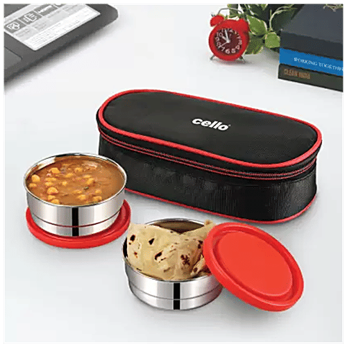 Buy Cello Eco Bite Lunch Box - Stainless Steel, Red, For Office ...