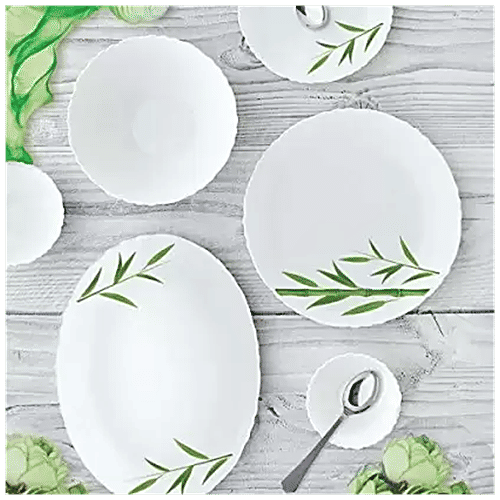 Buy Cello Dinner Set - Opalware, Dazzle Bamboo Grove, White Online at ...