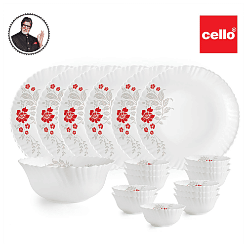 Buy Cello Dinner Set - Opalware, Scarlet Bliss, Dazzle, White Online at Best Price of Rs 1209 ...