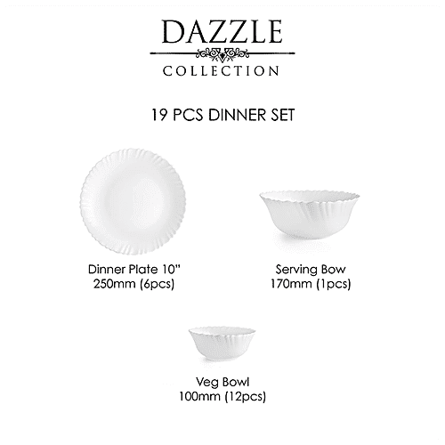Buy Cello Dinner Set - Opalware, Scarlet Bliss, Dazzle, White Online at ...