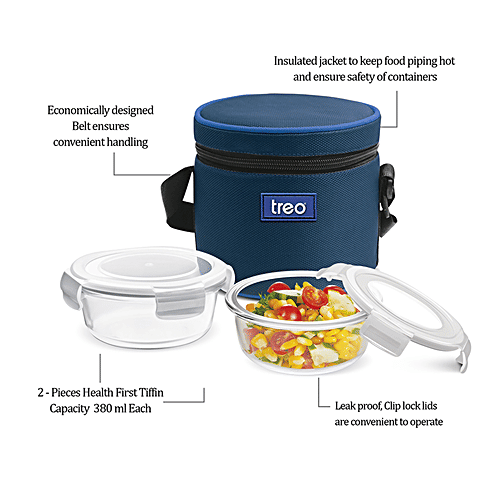Buy Treo Health First Lunch/Tiffin Box - Round, Glass Container ...