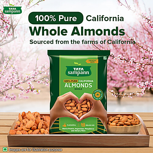 Buy Tata Sampann 100% Pure California Almonds Whole - Premium Quality Badam Giri, Rich In ...