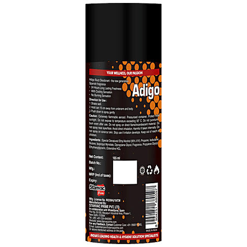 Buy Adigo Buzz Deodorant - Casual, 24 Hours Long Lasting Freshness ...