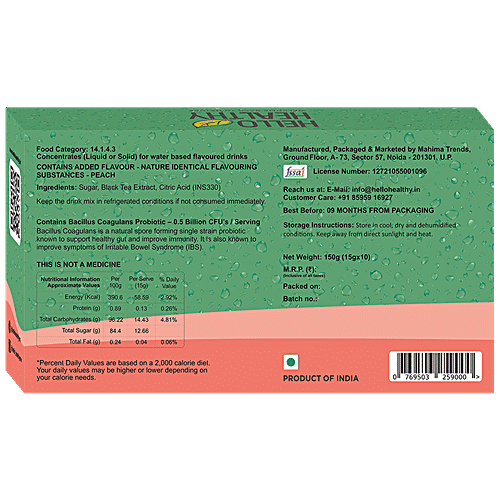 Buy Hello Healthy Peach Probiotic Iced Tea - Natural, Rich In ...