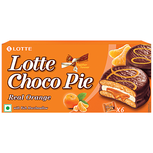 Buy Lotte Choco Pie - Real Orange, With Rich Marshmallow Online at Best ...