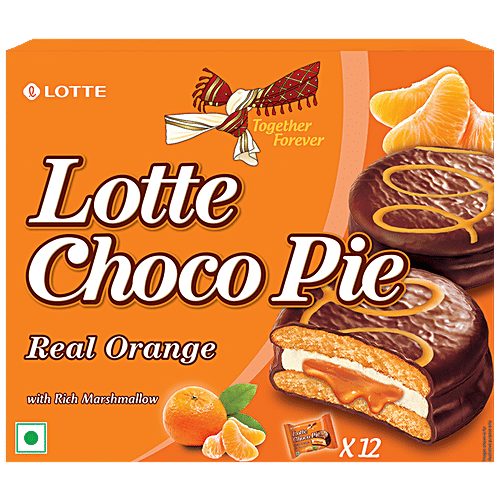 Buy Lotte Choco Pie - Real Orange, With Rich Marshmallow Online at Best ...