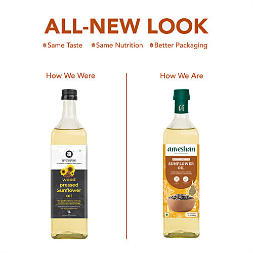 Buy Anveshan Wood Cold Pressed Sunflower Cooking Oil - Heart-Healthy ...