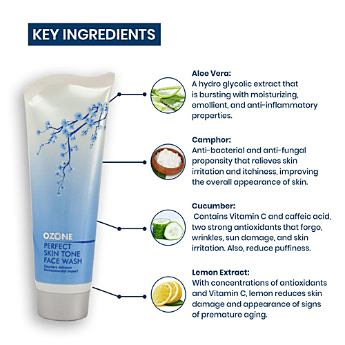 Buy Ozone Perfect Skin Tone Face Wash - Unclogs Pores, Reduces Dark ...