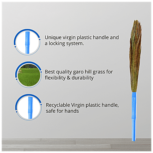 Buy Monkey 555 Plus Natural Grass Broom - Virgin Plastic Handle ...