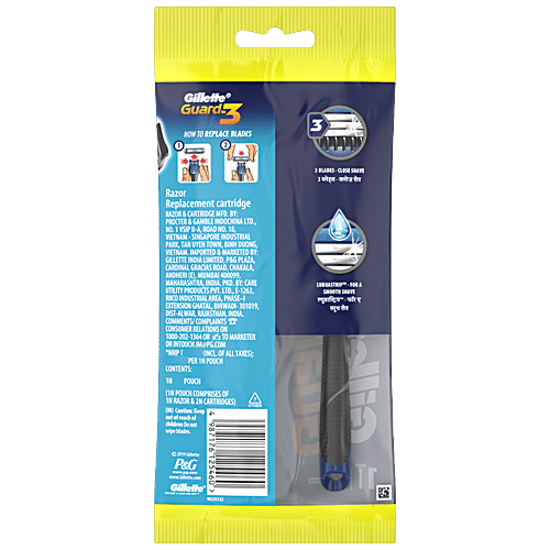 Buy Gillette Guard 3 - Single Razor With 2 Cartridges, Comfortable Grip ...