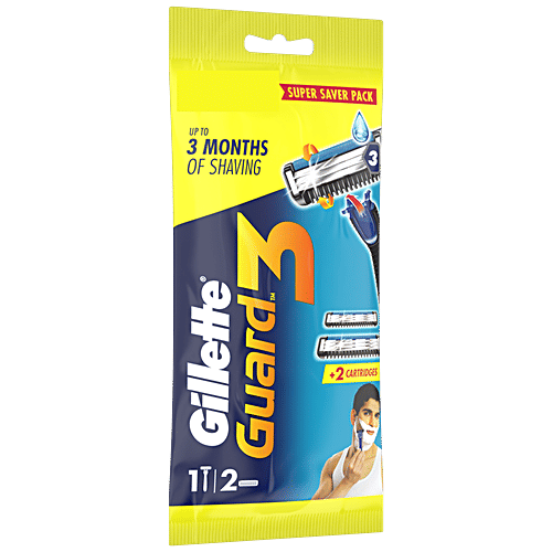 Buy Gillette Guard 3 - Single Razor With 2 Cartridges, Comfortable Grip ...