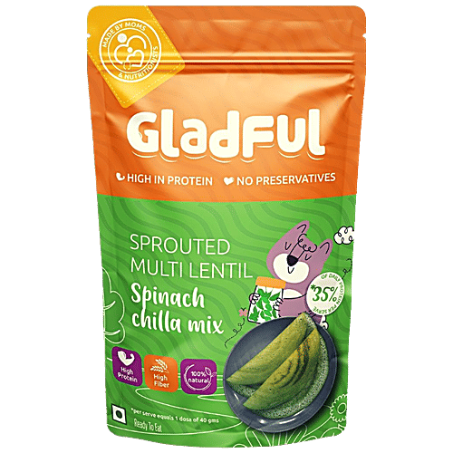 Buy Gladful Sprouted Multi Lentil Spinach Chilla Mix - High In Protein ...