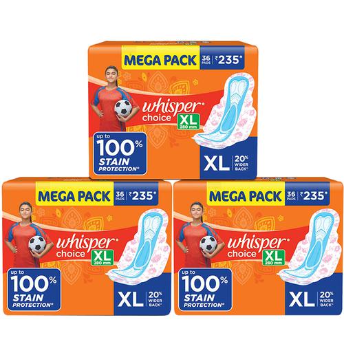 Buy Whisper Choice Sanitary Pads - Up To 100% Stain Protection, KL ...