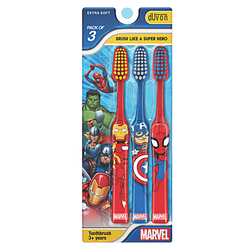 Buy DUVON Marvel Superheroes Kids Toothbrush - Extra Soft Bristles ...
