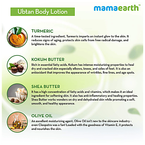 Buy Mamaearth Ubtan Body Lotion - With Turmeric & Kokum Butter, For Glowing Skin Online at Best ...