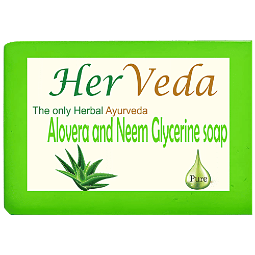 Buy HerVeda Alovera & Neem Glycerine Soap - Hydrates The Skin Online at ...