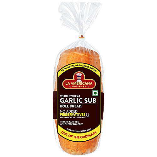 Buy LA Americana Wholewheat Garlic Sub Roll Bread - No Added ...