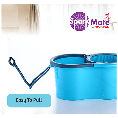 Buy Sparkmate By Crystal Spin Mop & Bucket With Wheels - Plastic ...