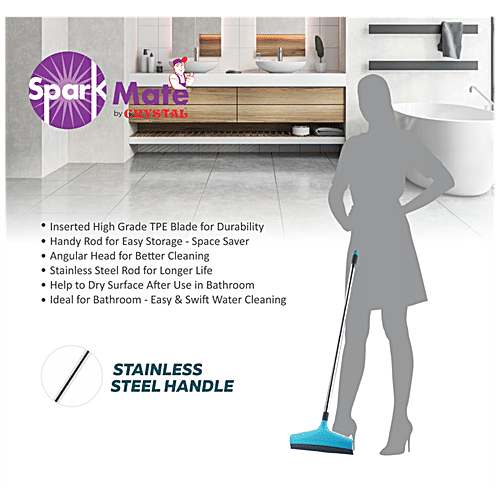 Buy Sparkmate By Crystal Bathroom Wiper - Plastic & Rubber, With Rod, 2 ...