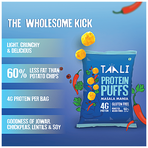 Buy TAALI Protein Puffs - Masala Mania, Roasted, Non-Fried, Gluten Free ...