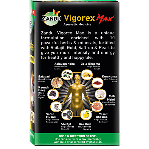 Buy ZANDU Vigorex Max Capsules - Ayurvedic, Daily Energizer Online at ...