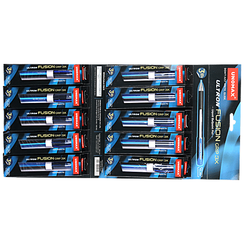 Buy Unomax Cello Fusion Grip 3X Liquid Ball Pen - Jet Ink, For Smooth ...