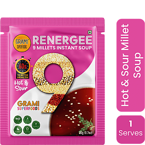 Buy GRAMI SUPERFOODS Renergee 9 Millets Instant Soup - Hot & Sour ...