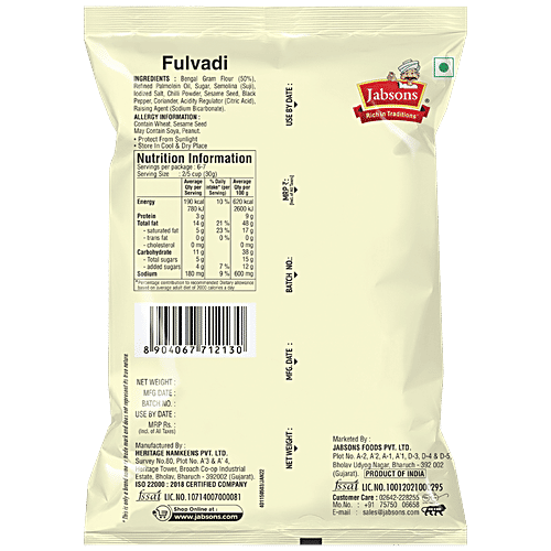 Buy JABSONS Gujarati Namkeen - Fulvadi, Tangy & Crunchy Spiced Gram ...