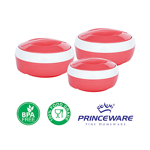 Buy Princeware Casserole Set - Inner Steel, Insulated, Pink, Solar ...