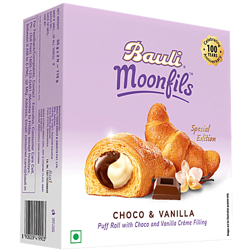 Buy Bauli Moonfils Choco & Vanila - Puff Rolls With Creme Filling ...