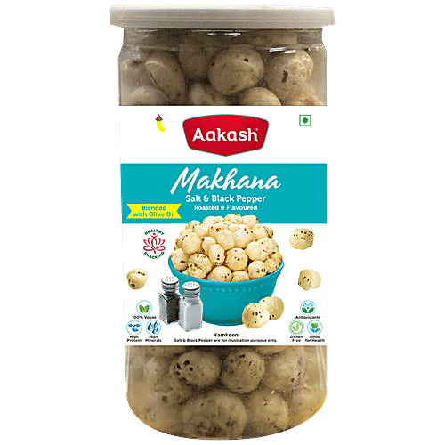 Buy Aakash Makhana - Salt & Black Pepper, Blended With Olive Oil, High ...