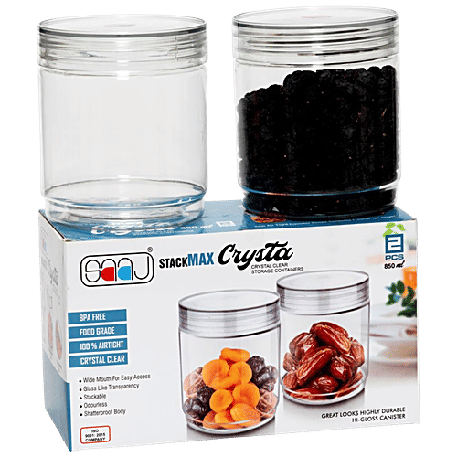 Buy Saaj Crysta Storage Container - Plastic, Transparent Body & Lid ...