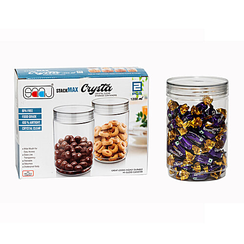 Buy Saaj Crysta Storage Container - Plastic, Transparent Body & Lid ...