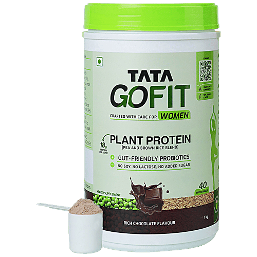 Buy Tata GoFit Plant Protein Powder - Rich Chocolate Flavour, For Women ...