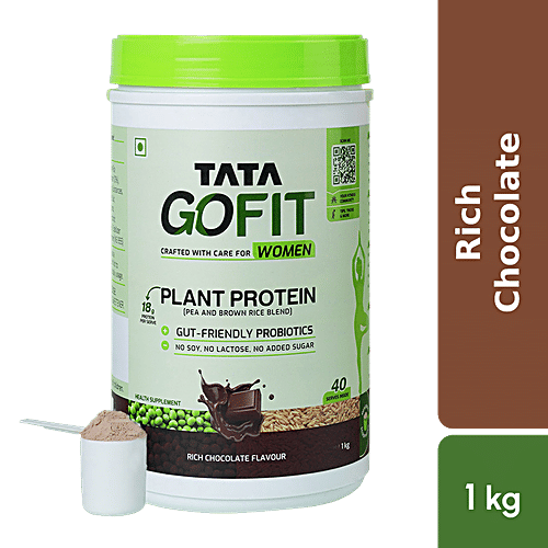 Buy Tata GoFit Plant Protein Powder - Rich Chocolate Flavour, For Women ...
