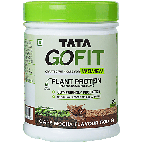 Buy Tata GoFit Plant Protein Powder - Cafe Mocha Flavour For Women, Gut ...