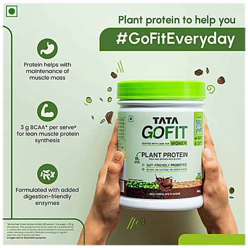 Buy Tata GoFit Plant Protein Powder - Rich Chocolate Flavour, For Women ...