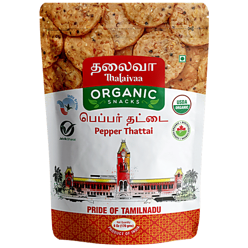 Buy THALAIVAA ORGANIC SNACKS Pepper Thattai - No Preservatives Online ...
