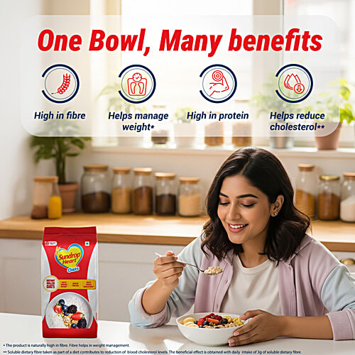 Buy Sundrop Heart Oats - Instant Rolled Oats, High In Protein Online at ...