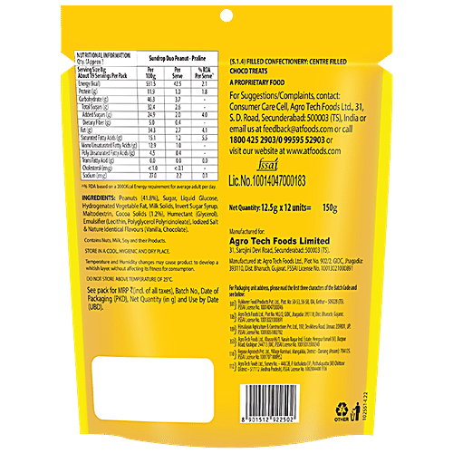 Buy Sundrop Duo Peanuts - Crunchy & Chocolatey, 12 Pralines Online at ...