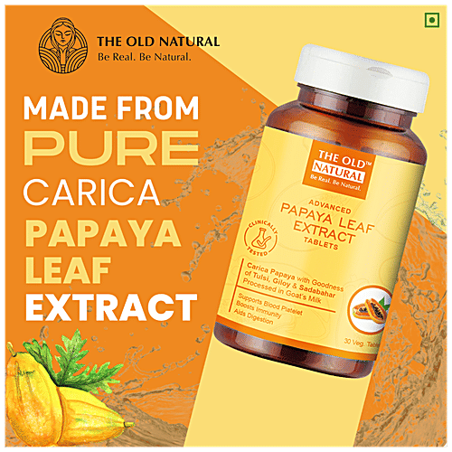 Buy The Old Natural Papaya Leaf Extract Tablets - With Tulsi, Giloy, In ...