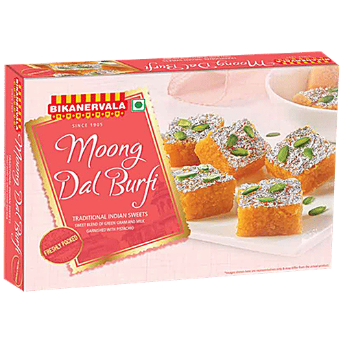 Buy Bikanervala Moong Dal Burfi - Traditional Indian Sweets, Freshly ...