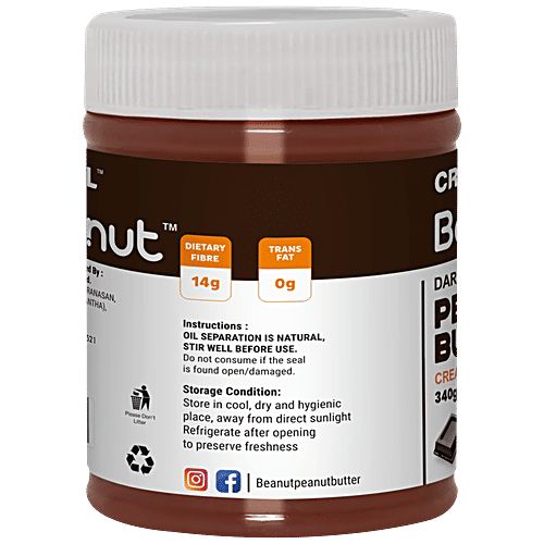 Buy Beanut Dark Chocolate Peanut Butter - Creamy, Rich In Protein ...