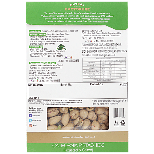 Buy NUTRAJ BACTOPURE California Pistachio Inshell - Roasted & Salted ...