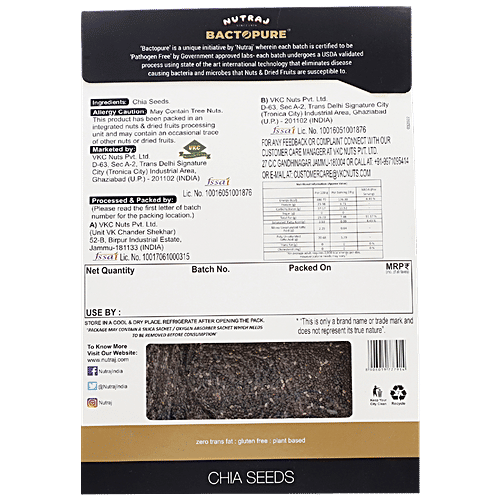 Buy NUTRAJ BACTOPURE Chia Seeds - Tested Pathogen Free Online at Best ...
