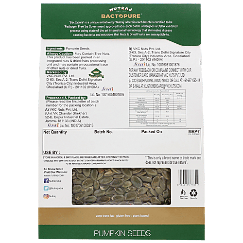 Buy NUTRAJ BACTOPURE Pumpkin Seeds - Tested Pathogen Free Online at ...