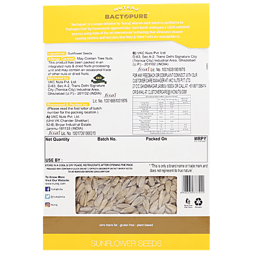 Buy NUTRAJ BACTOPURE Sunflower Seeds - Tested Pathogen Free Online at ...